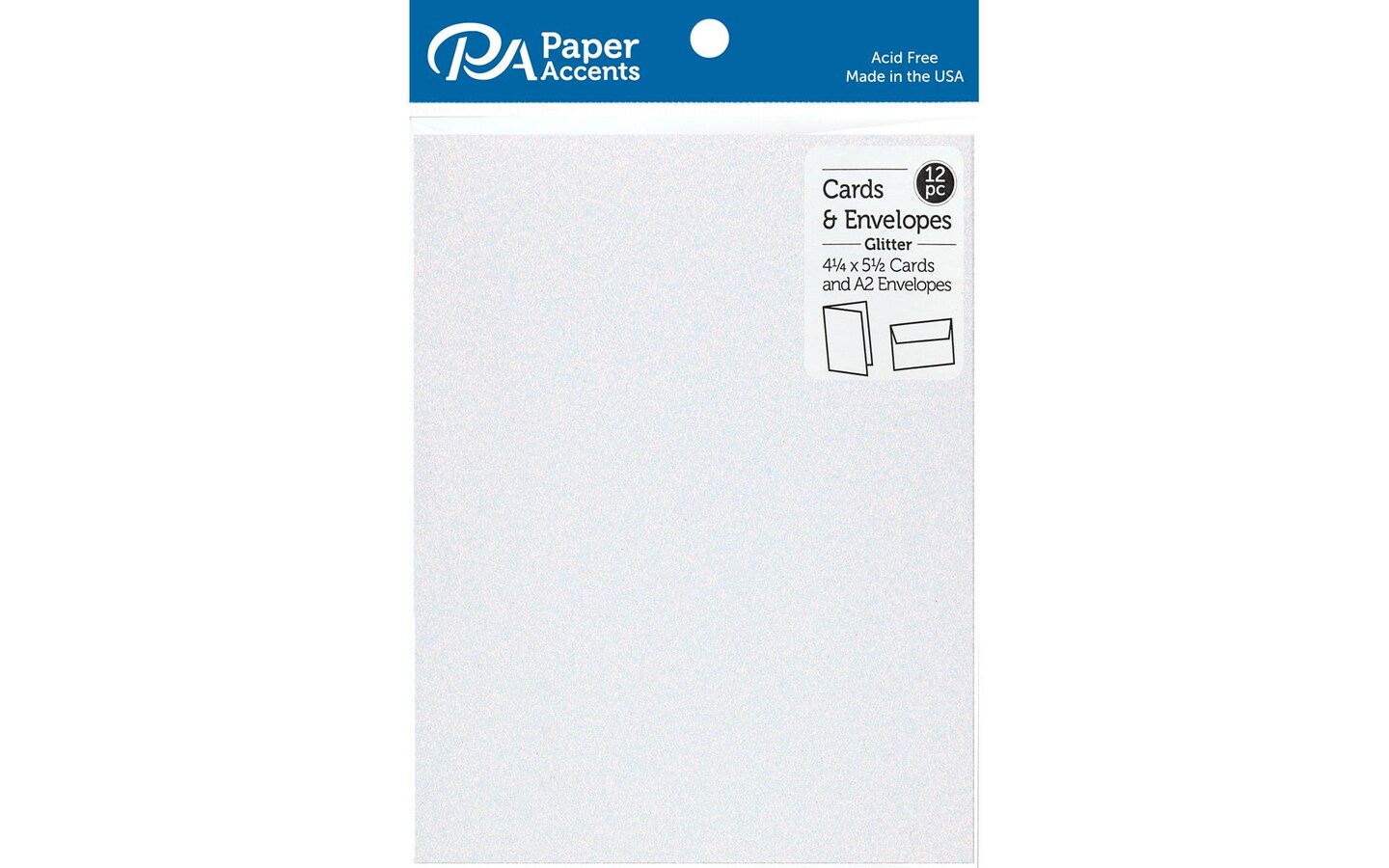 Card & Env 4.25x5.5 12pc Glitter Iridescent White | Michaels