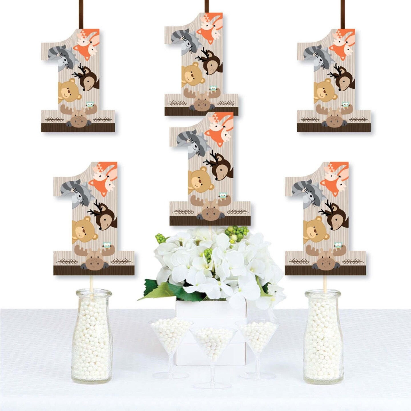 Big Dot of Happiness 1st Birthday Woodland Creatures - One Shaped ...