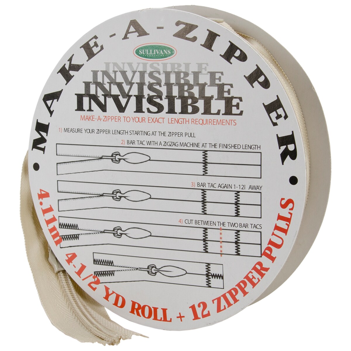 Sullivans Make-A-Zipper Kit Invisible 4.5yd-Beige | Michaels