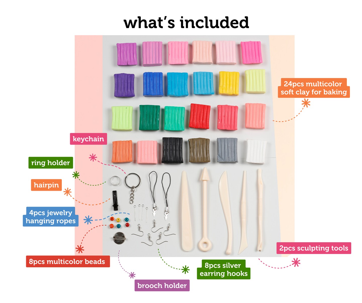 Incraftables Polymer Clay Kit (24 Colors Soft Blocks). Modeling Oven Bake Clay kit for Adults ...