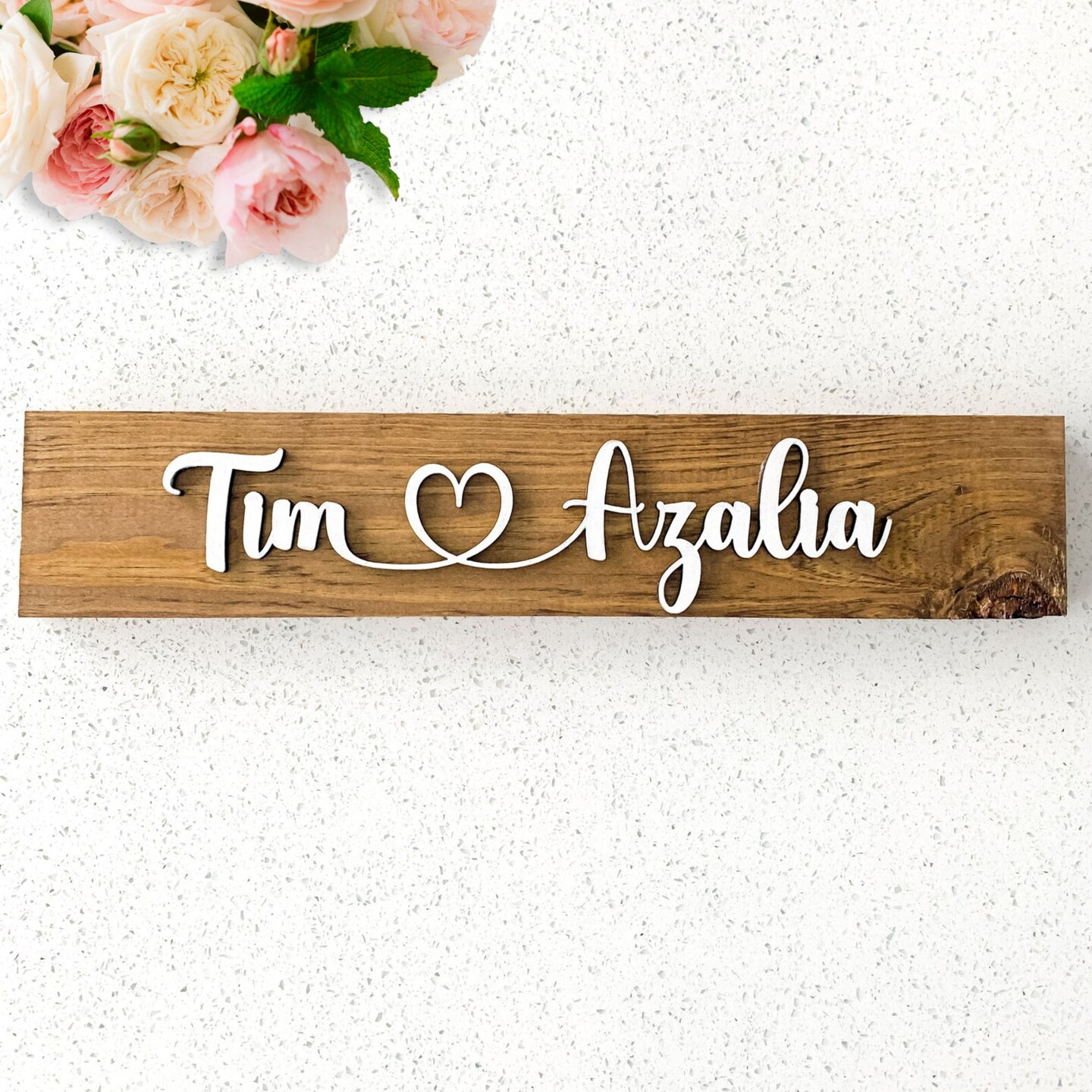 Couple Names Wood Sign Connecting Heart Name, Sign for Wedding Gift for ...