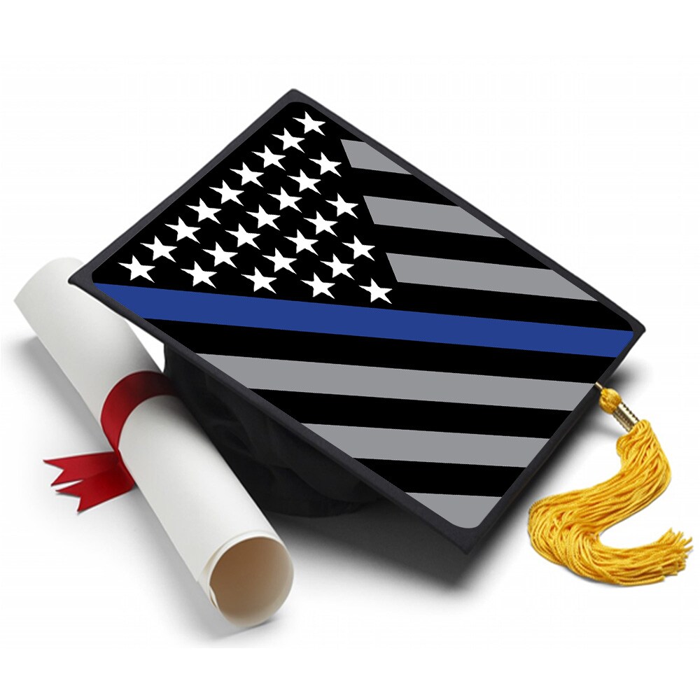 Grad Cap Topper Thin Blue Line , Graduation Cap Decorations by Tassel ...