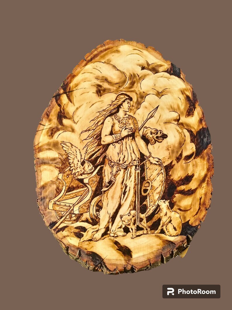 Handmade Freya woodburning art, Freya statue, Norse pagan altar, Norse ...