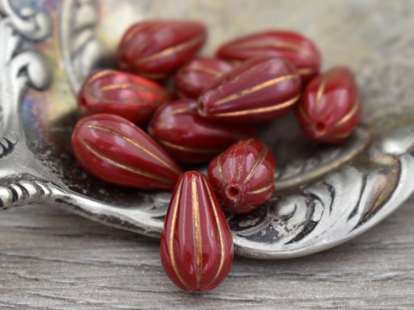 *6* 13x8mm Bronze Washed Red Opal Melon Drop Beads | Michaels