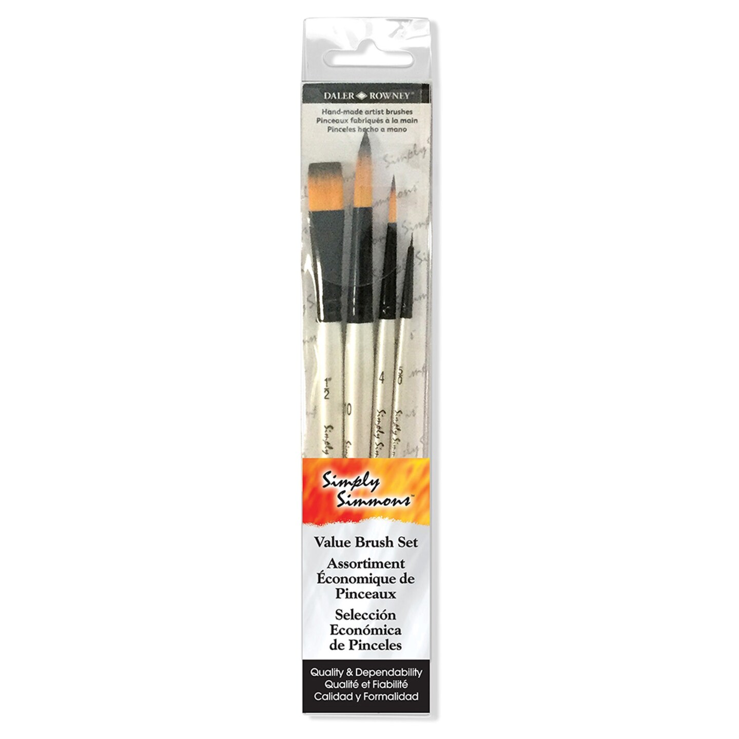 Robert Simmons Simply Simmons Brush Set, Watercolor Synthetic, 4 ...