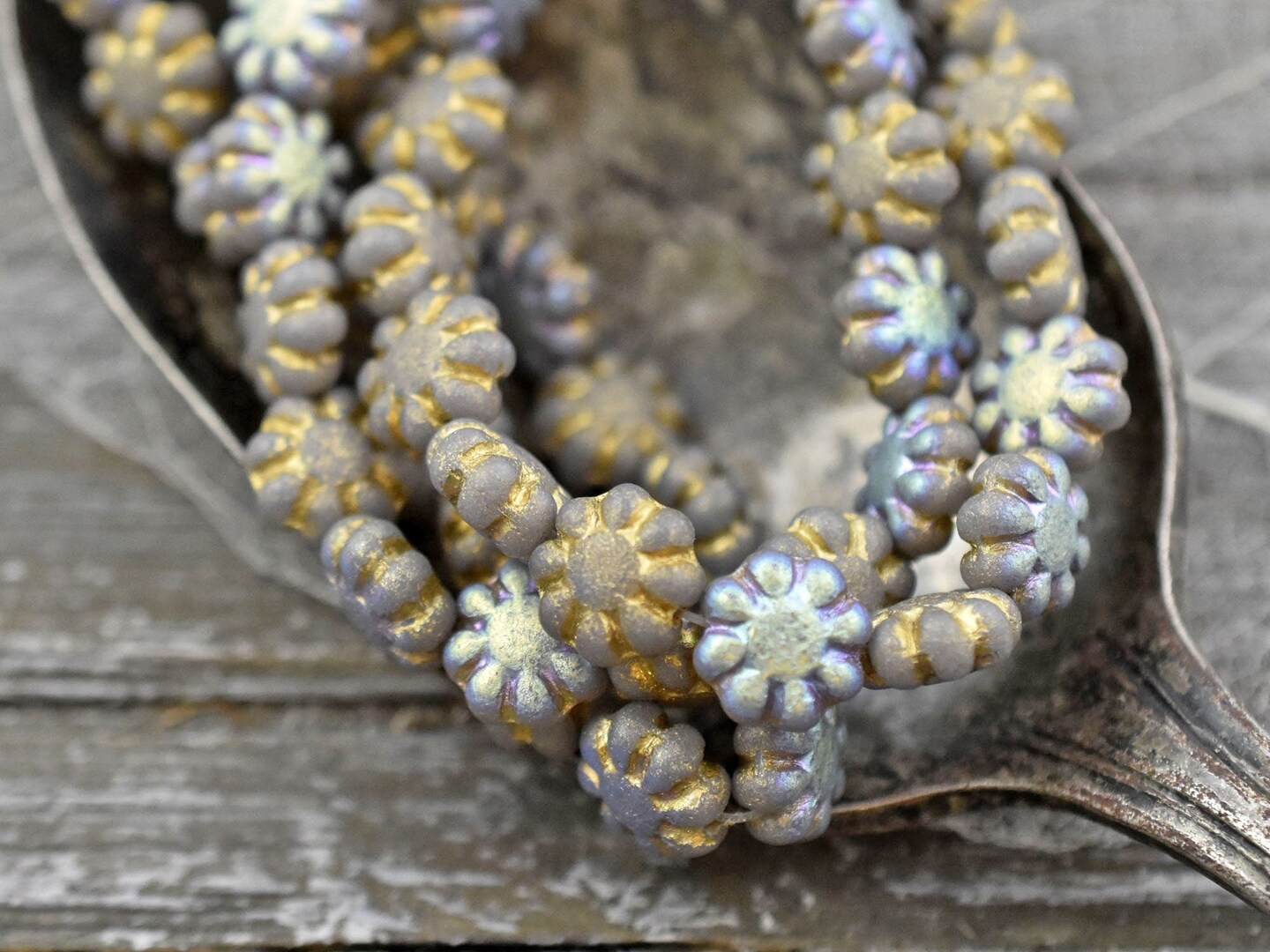 *15* 9mm Gold Washed Etched Matte Gold AB Cactus Flower Beads | Michaels