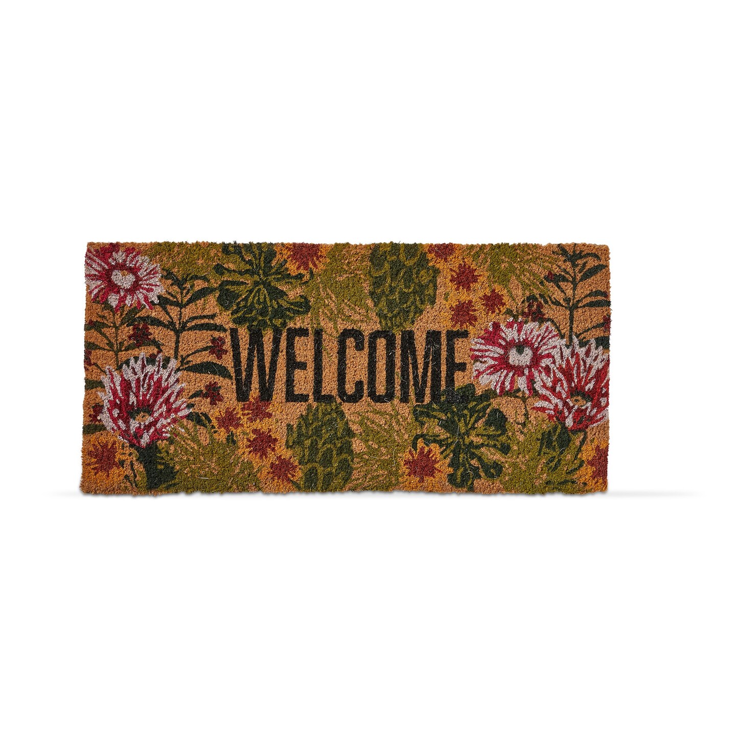 1'6"x3'3" Welcome Sentiment Floral Eden Coir Mat Rectangle Indoor ...