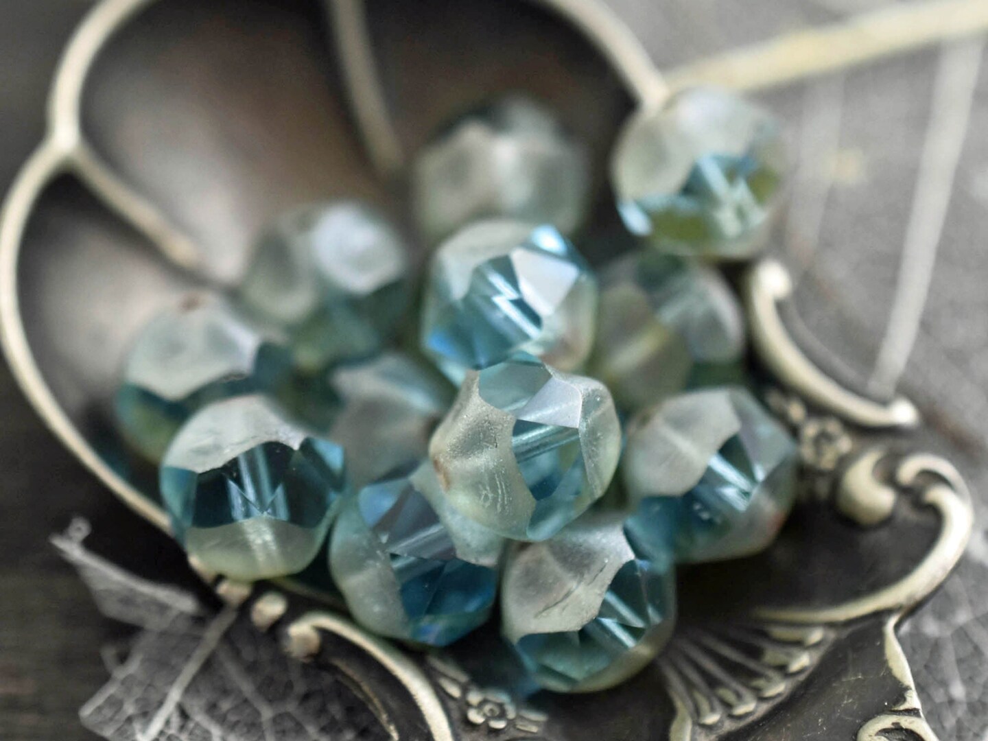 *15* 9mm Platinum Washed Aqua Central Cut Round Beads | Michaels