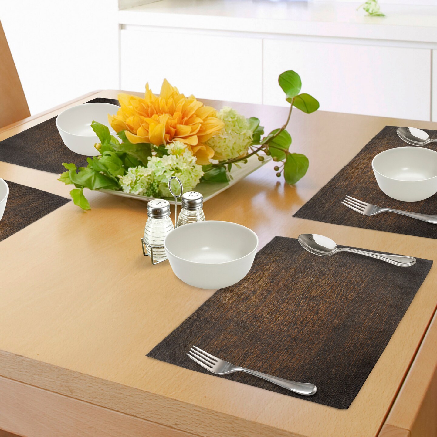 Ambesonne Wooden Print Place Mats Set of 4, Old Vintage Antique Timber ...