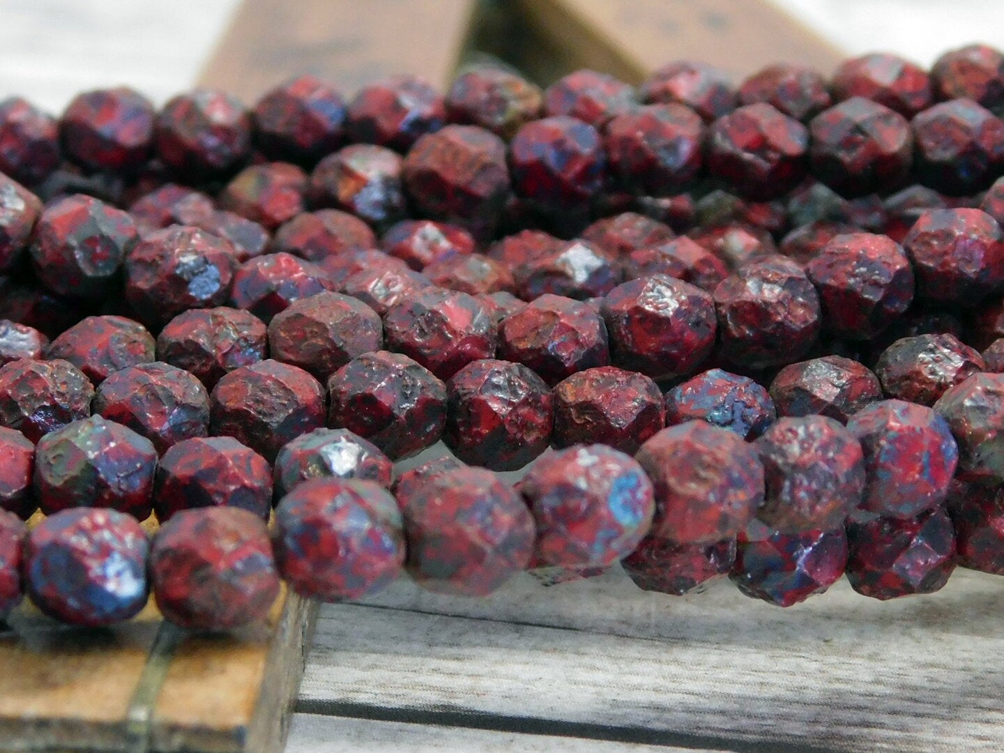 *25* 6mm Opaqaue Red Stone Picasso Fire Polished Round Beads | Michaels
