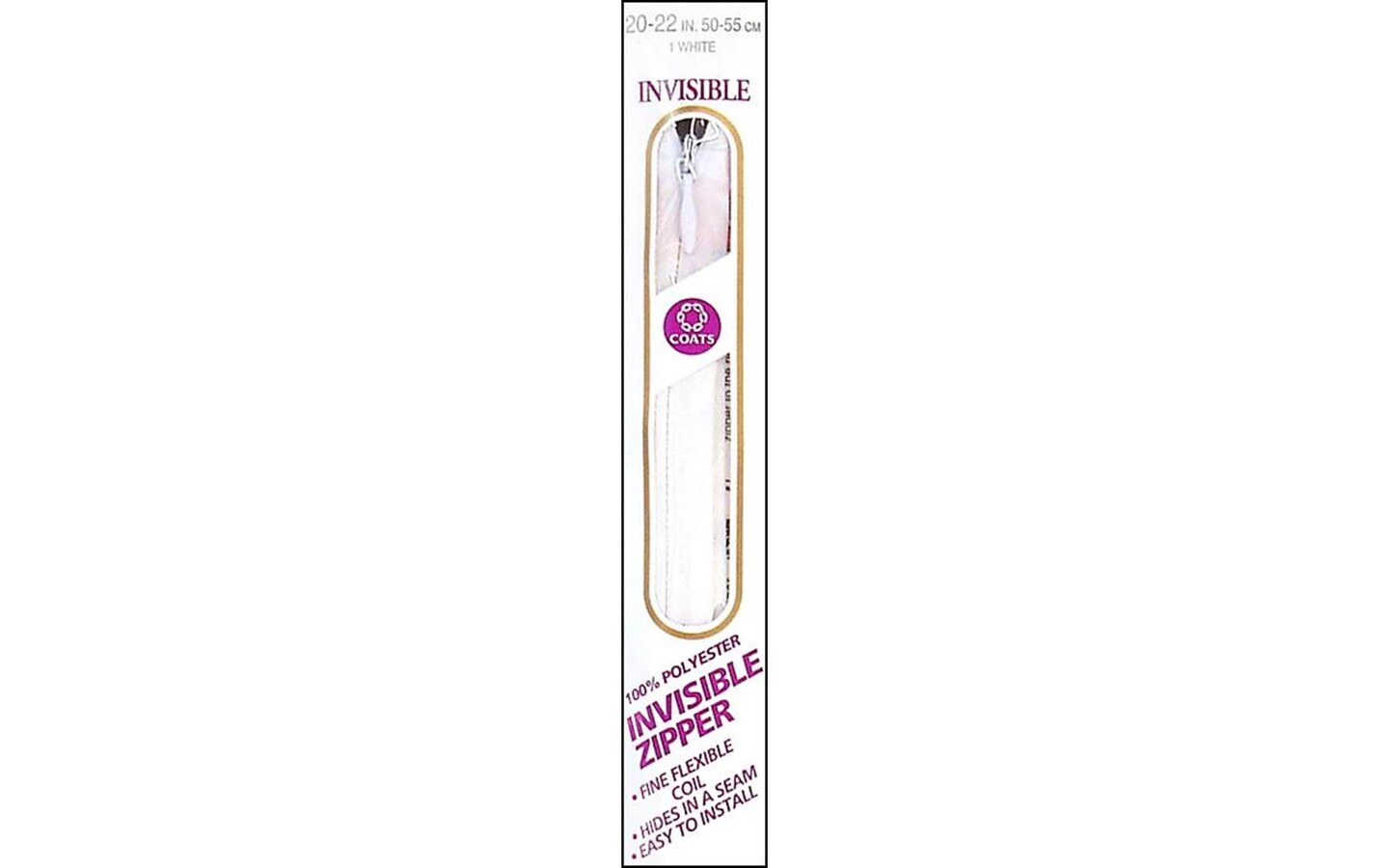 C&C Invisible Zipper 20-22" White | Michaels