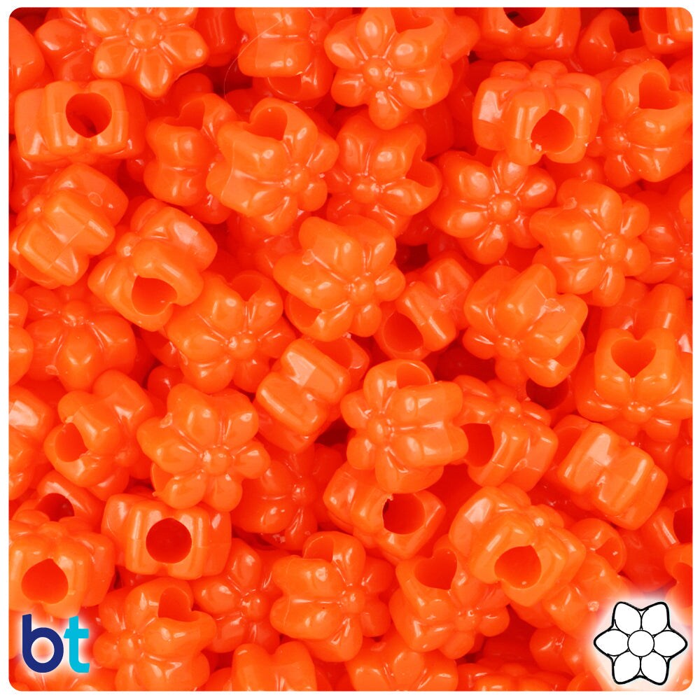 BeadTin Tangelo Neon Bright 13mm Flower Plastic Pony Beads (250pcs ...