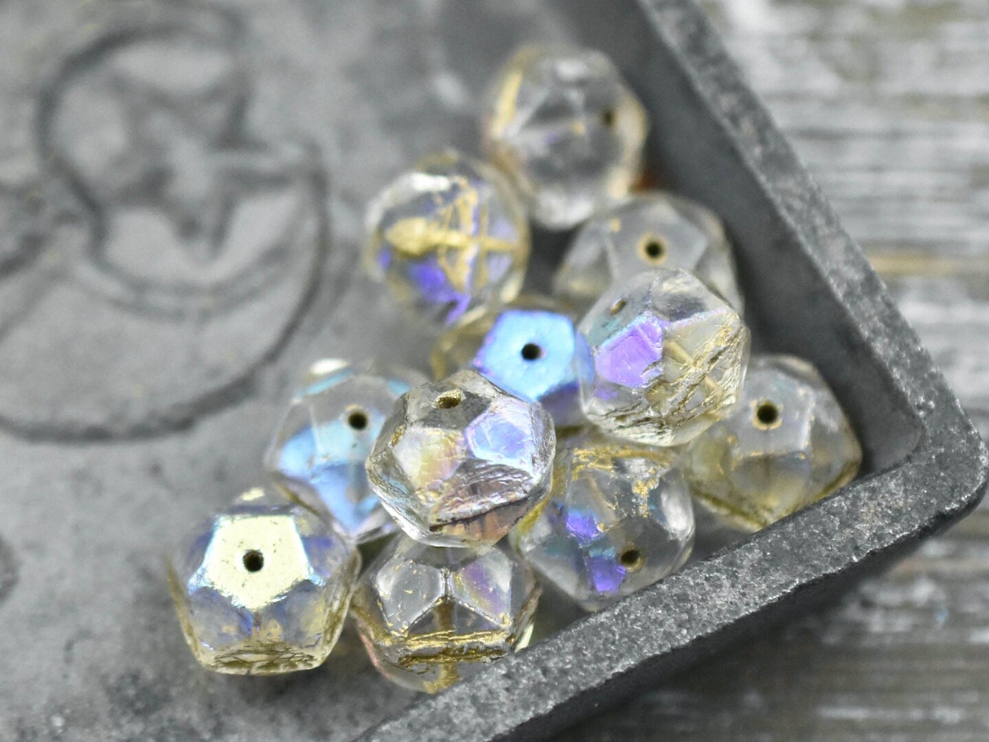Gold Washed Crystal AB Antique Cut Round Beads - Choose Your Size ...