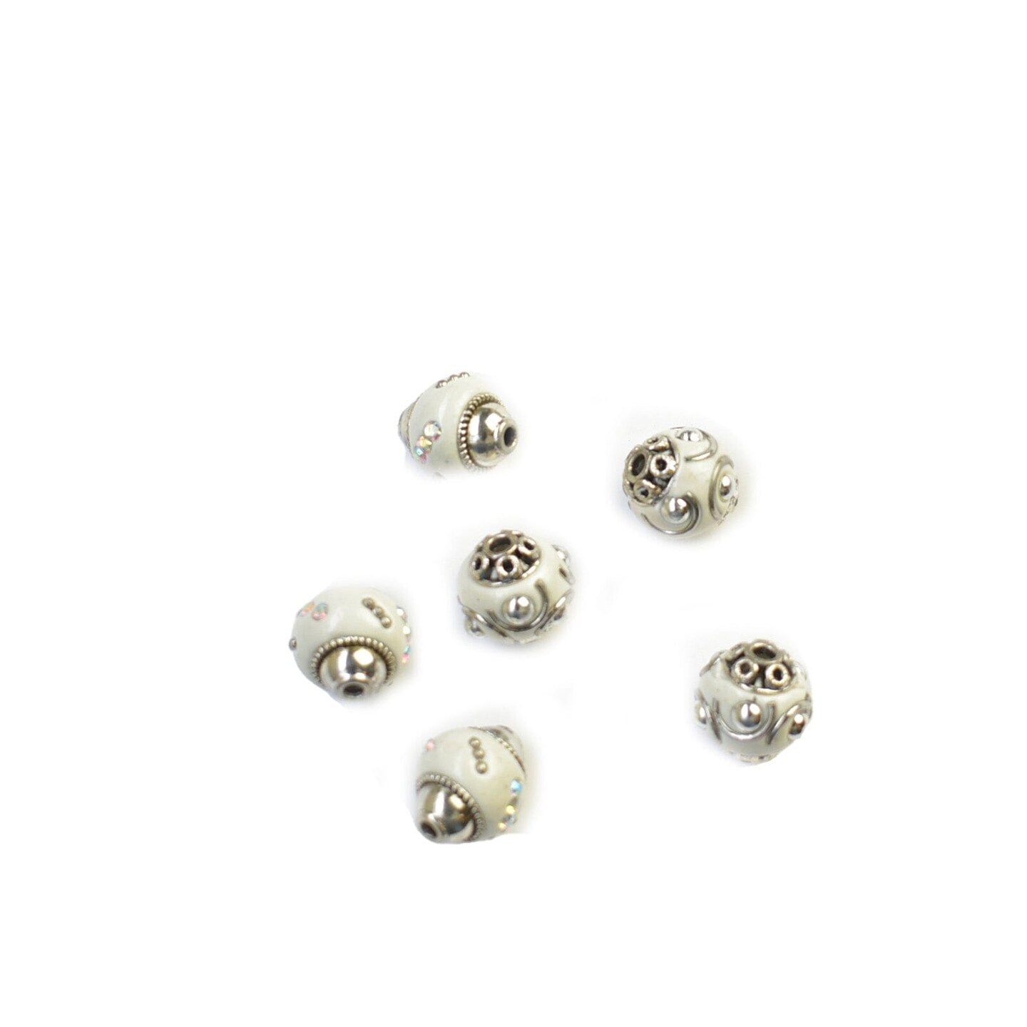 White Mix Metal Clay And Glass Fancy Bead Mix 12 14mm Michaels