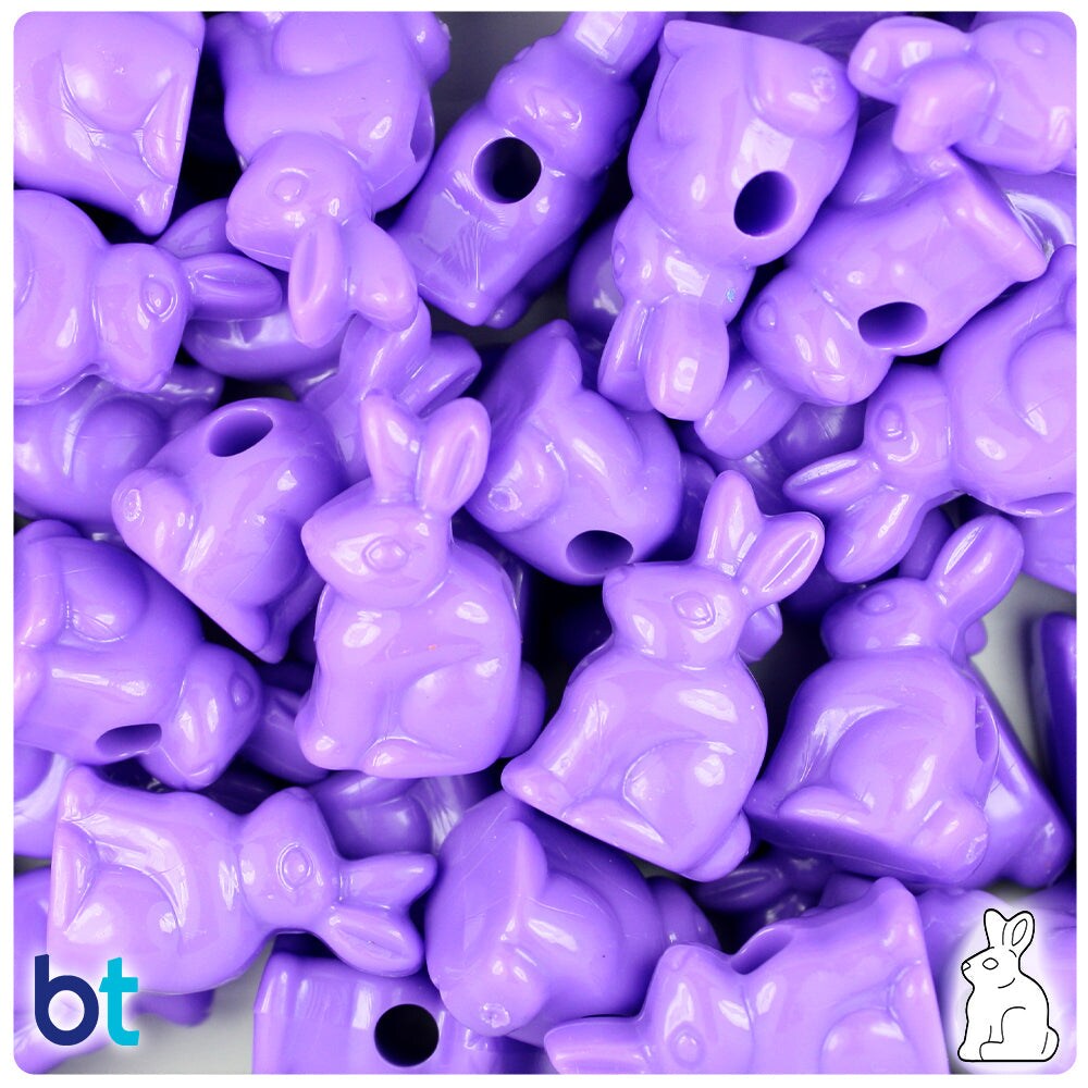 BeadTin Lilac Opaque 24mm Bunny Rabbit Plastic Pony Beads (24pcs ...