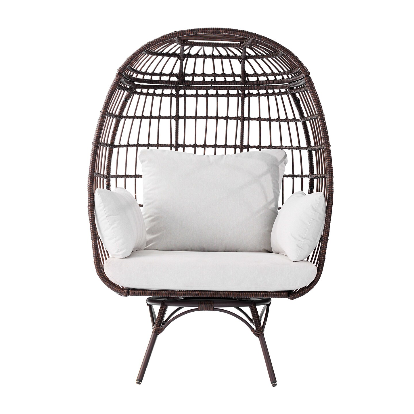 Merrick Lane Tavros Oversized Wicker Rattan Swivel Lounge Egg Chair for Indoor/Outdoor Patio ...