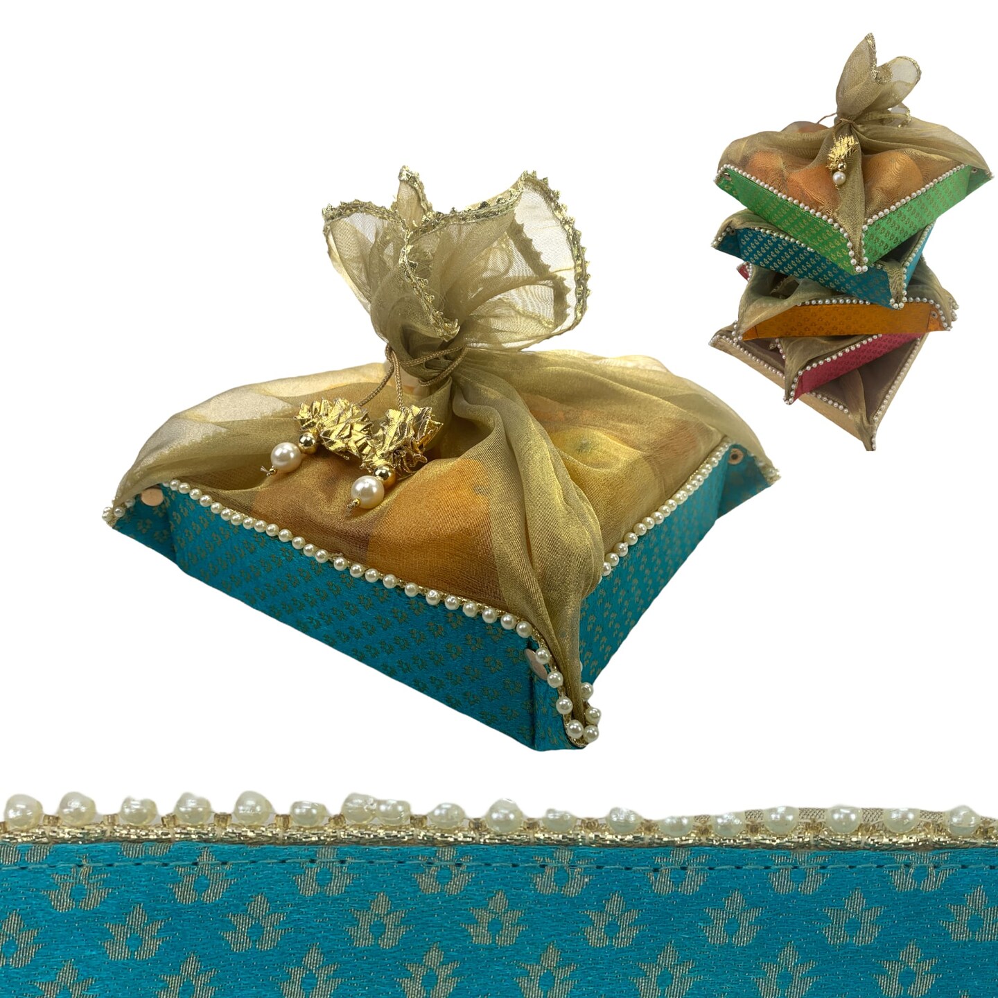 Gift Basket Indian Mithai Box Pack Of 2 Brocade Jewelry Organizer Box ...