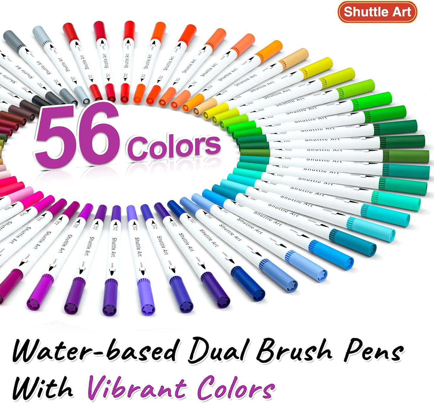 Art Dual Brush Pens Art Markers, 56 Colors Dual Tip Calligraphy Pens ...