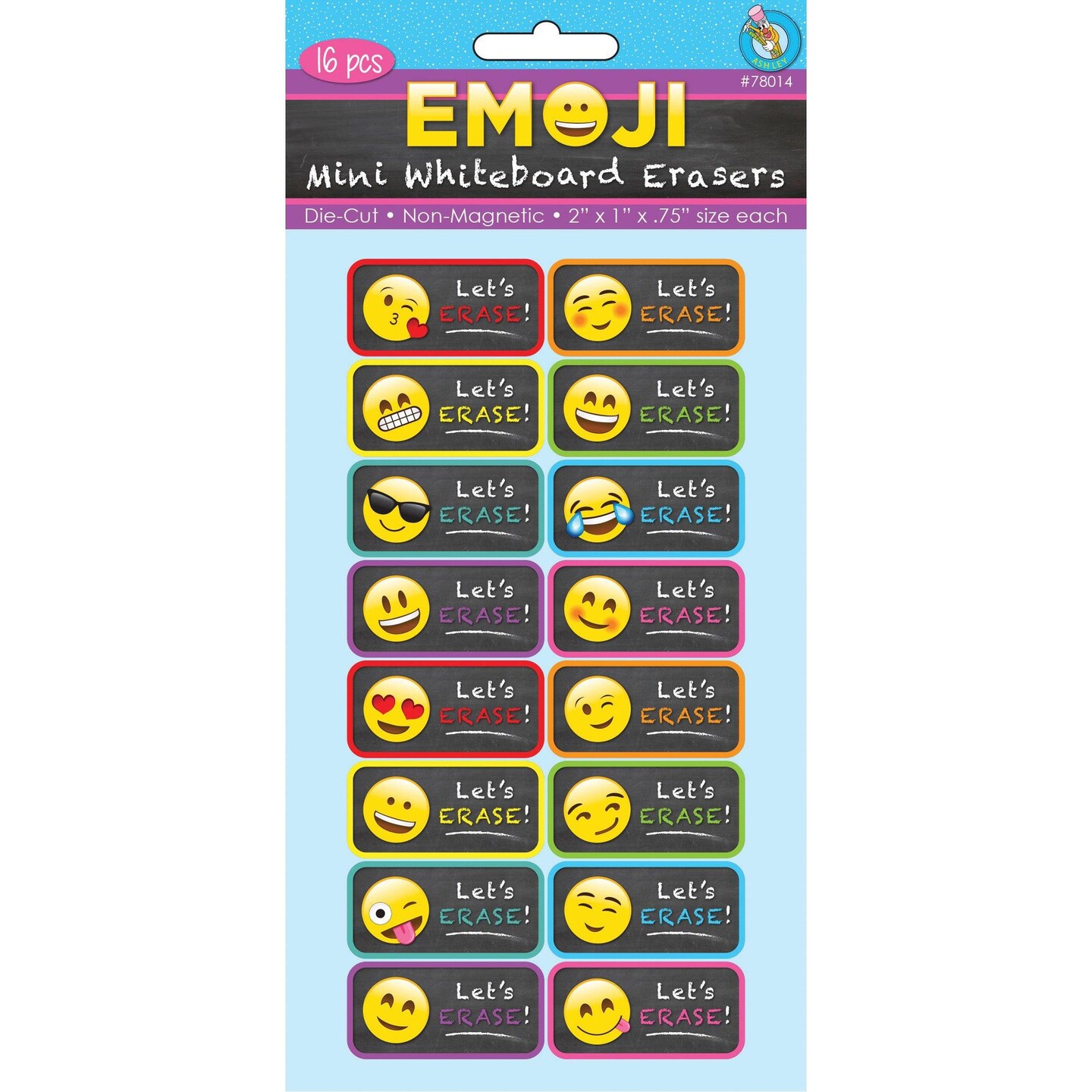 Non-Magnetic Mini Whiteboard Erasers, Emotions Icons, Pack of 16 | Michaels