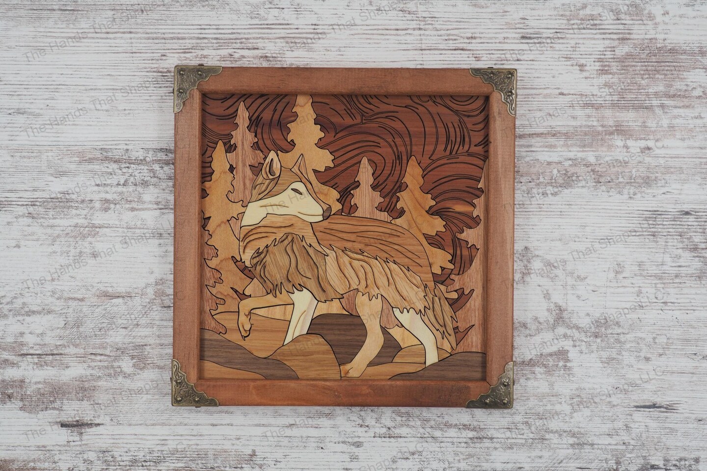 Lone Wanderer: Wolf in the Forest Wood Inlay Wall Art | MakerPlace by ...
