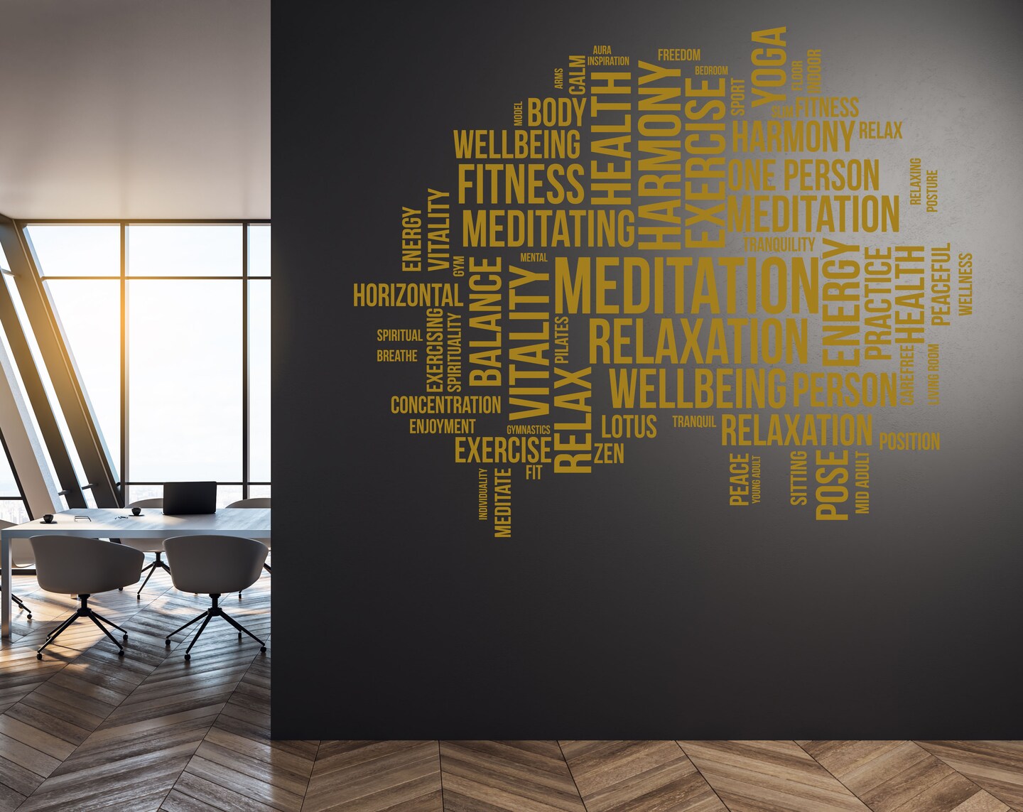 Meditation Vinyl Wall Decal Exercise Room Studio Health Relax Wellbeing ...