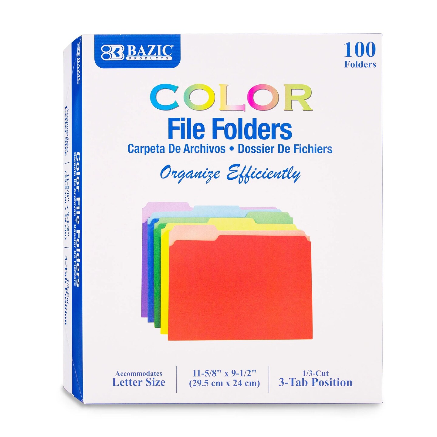 100/bx File Folder Letter Color 1/3 Tab Cut | Michaels