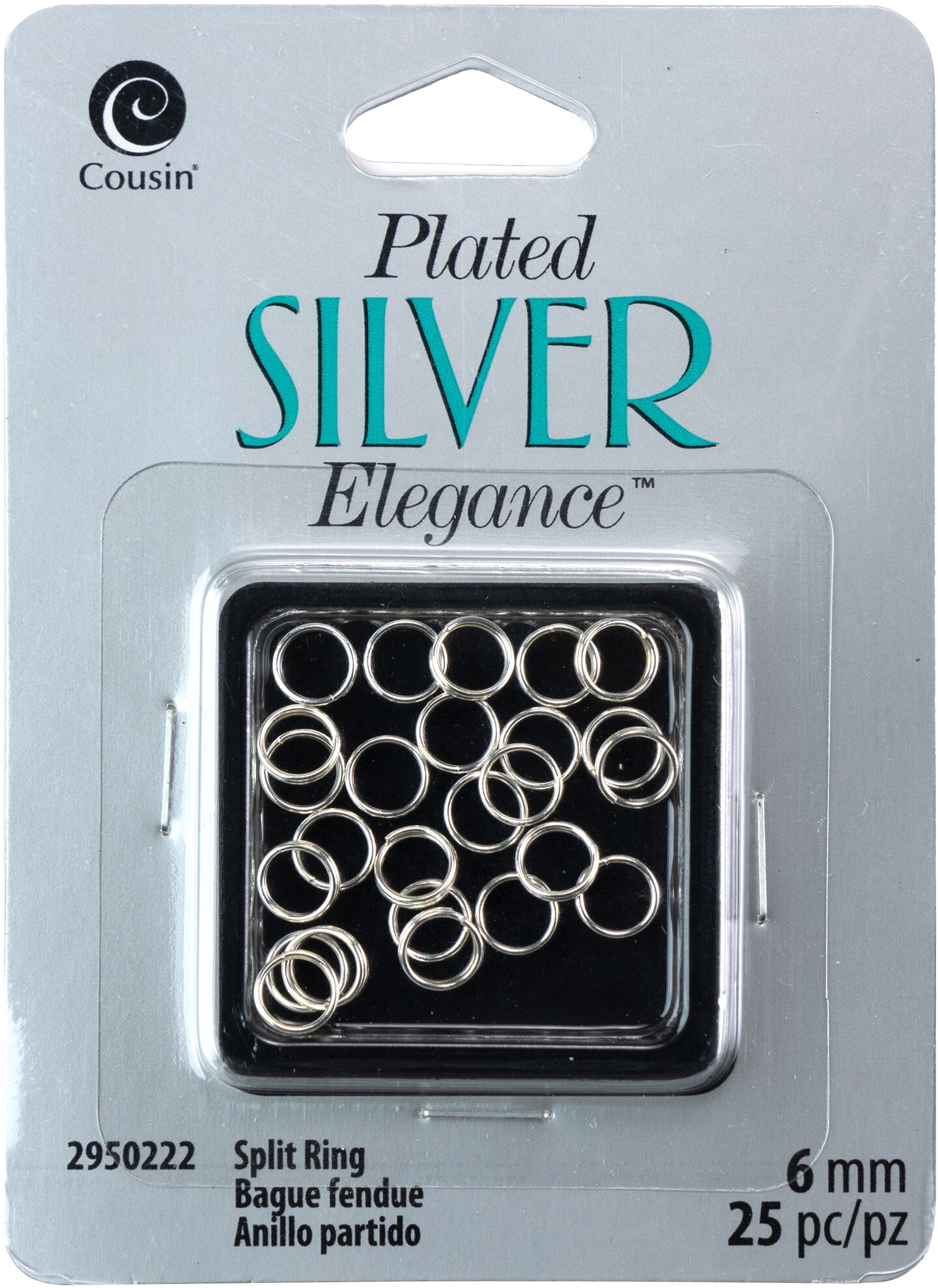 CousinDIY Plated Silver Elegance Metal Findings-Split Rings 6mm 25/Pkg ...