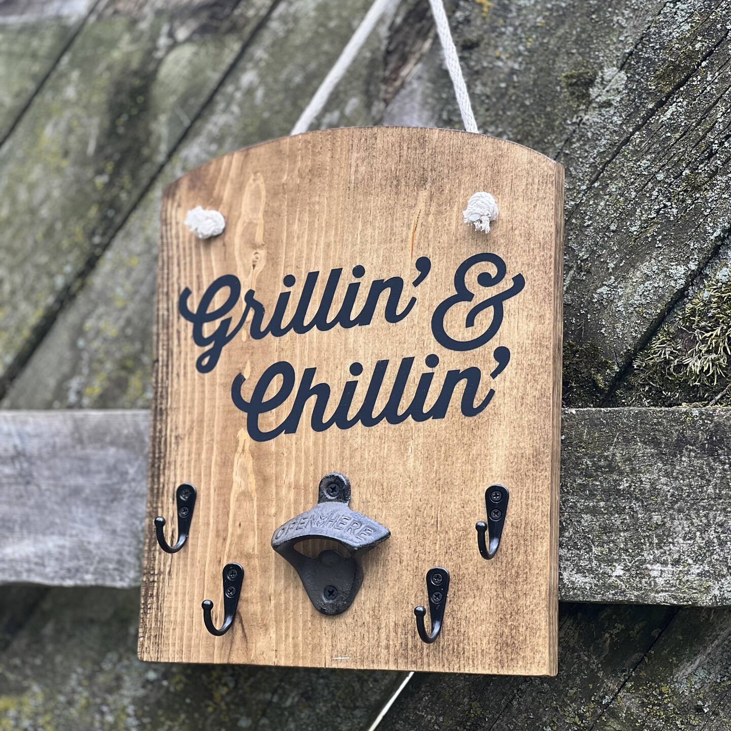 Solid Wood Grill Tool Hanger with Bottle Opener | MakerPlace by Michaels