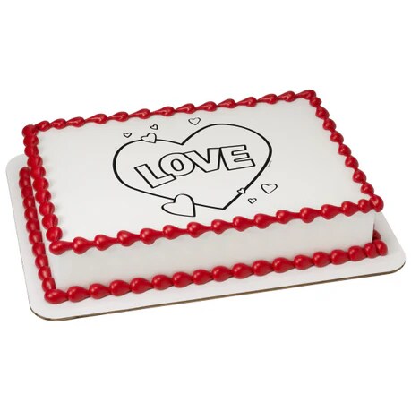 Paintable Love Heart Valentine's Day Edible Cake Image PhotoCake ...