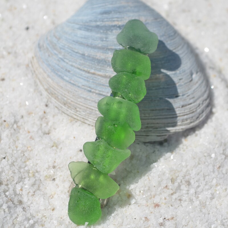 Genuine Surf Tumbled Kelly Green Sea Glass French Barrette - 60 MM ...