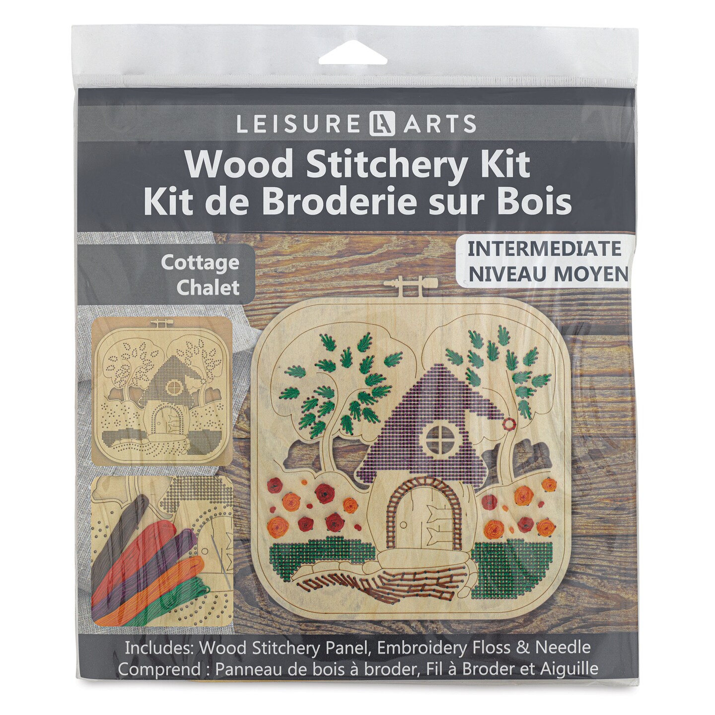 Leisure Arts Wood Stitchery Kit - Cottage, Square Panel | Michaels