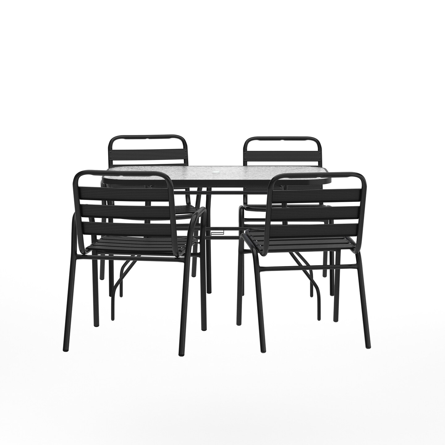 Merrick Lane Laney 5 Piece Outdoor Dining Set with Tempered Glass Patio ...