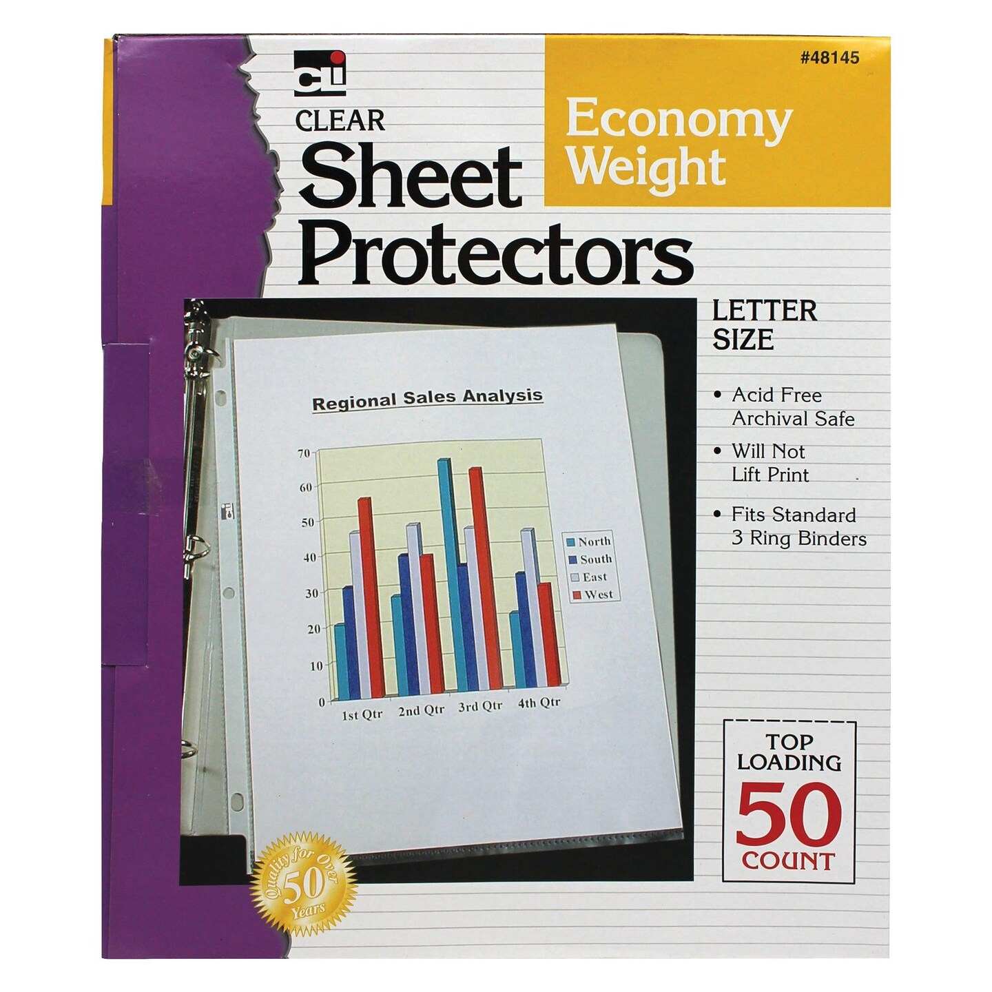 Sheet Protectors, Economy Weight, Letter Size, Clear, 50 Per Box, 5 ...