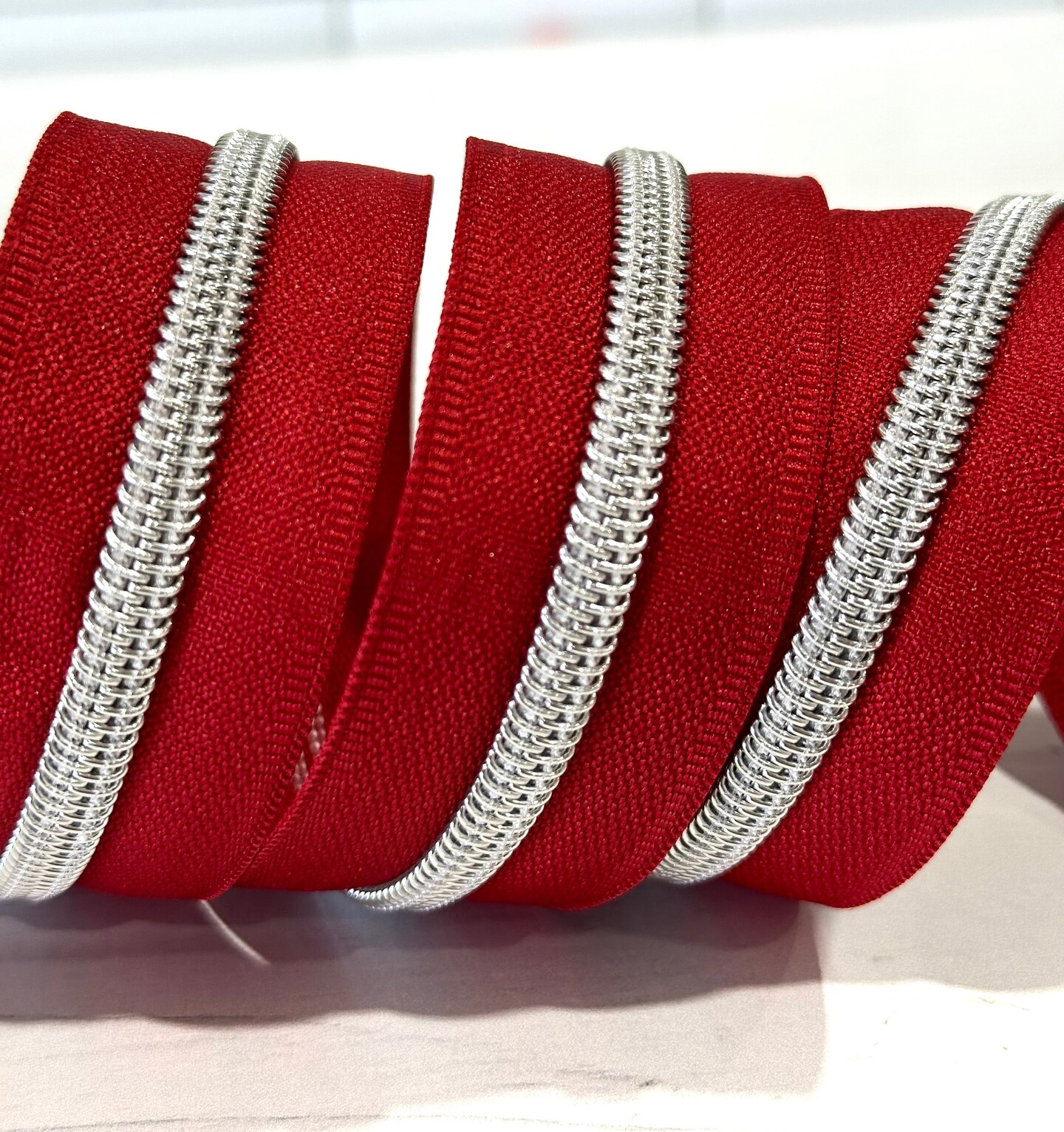 Maroon zipper tape with Silver teeth | Michaels