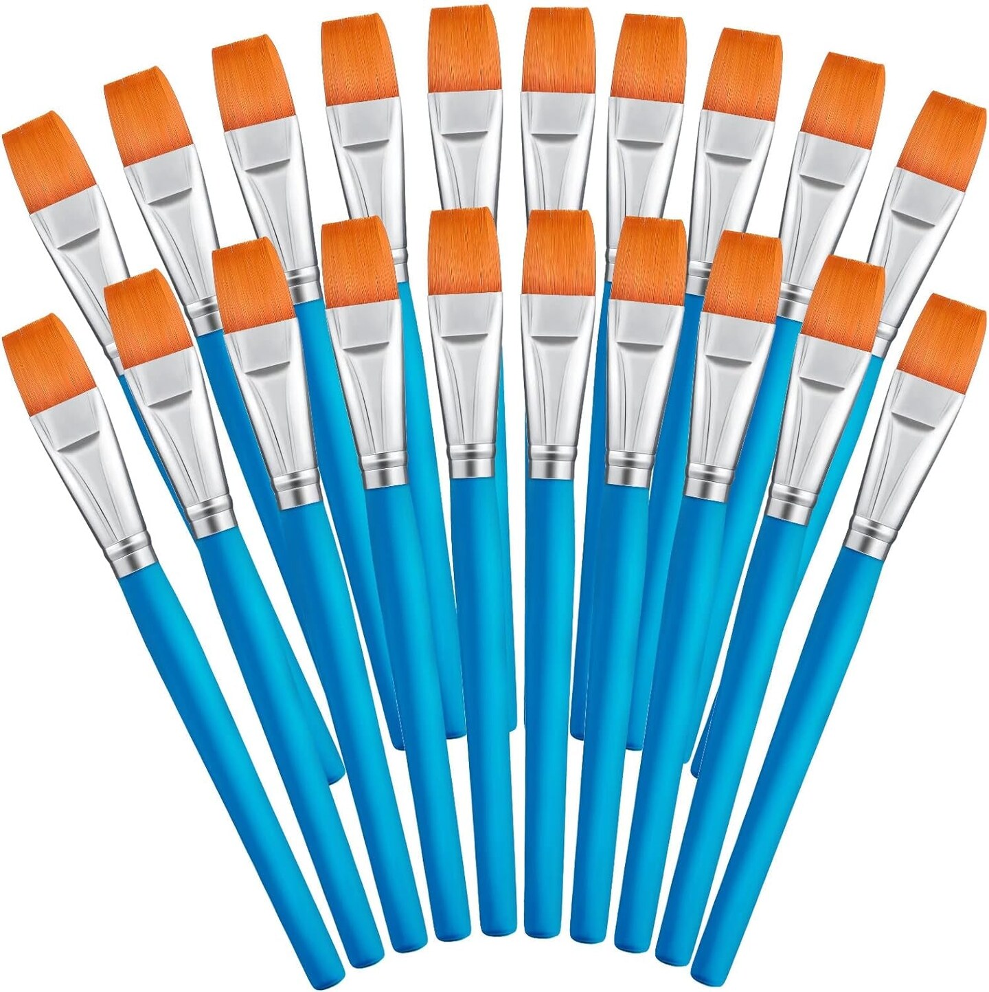 20 Pcs Flat Acrylic Paint Brush Wide Paint Brushes Watercolor Quality ...