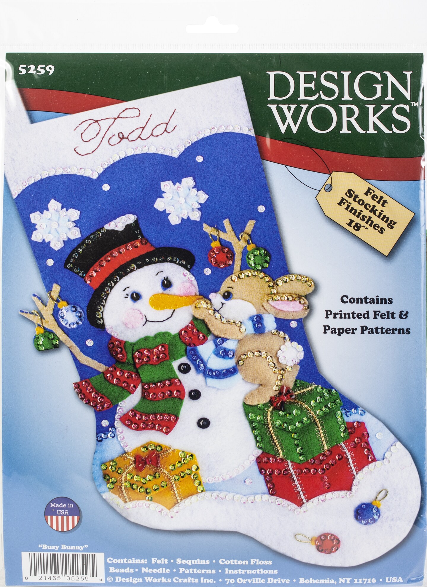 Design Works Felt Stocking Applique Kit 18" Long-Busy Bunny | Michaels