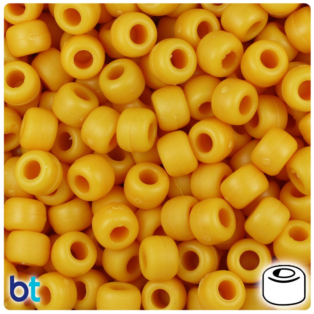 BeadTin Mustard Matte 9mm Barrel Plastic Pony Beads (500pcs) | Michaels