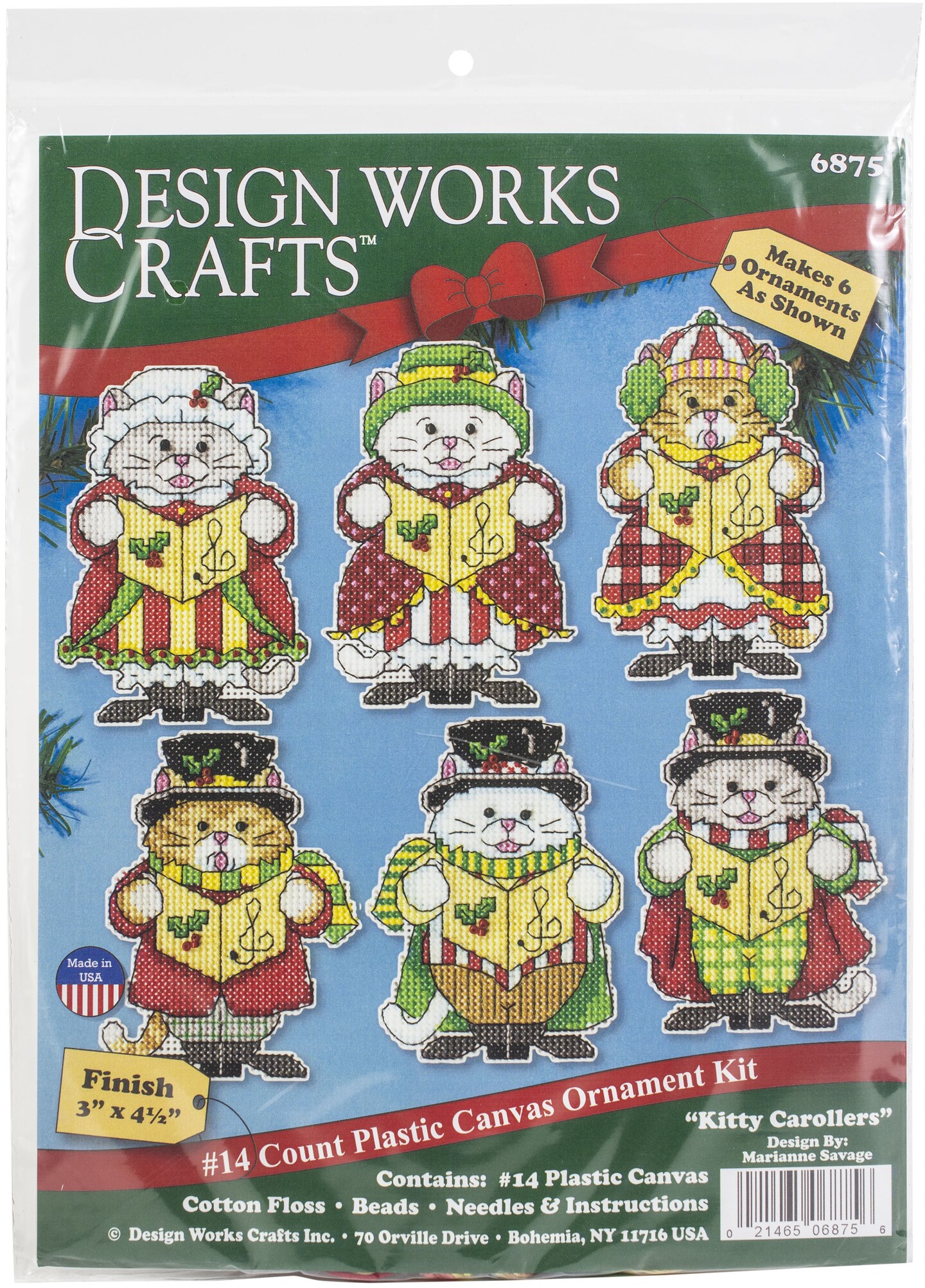 Design Works Plastic Canvas Ornament Kit 3"X4.5" Set Of 6-Kitty ...