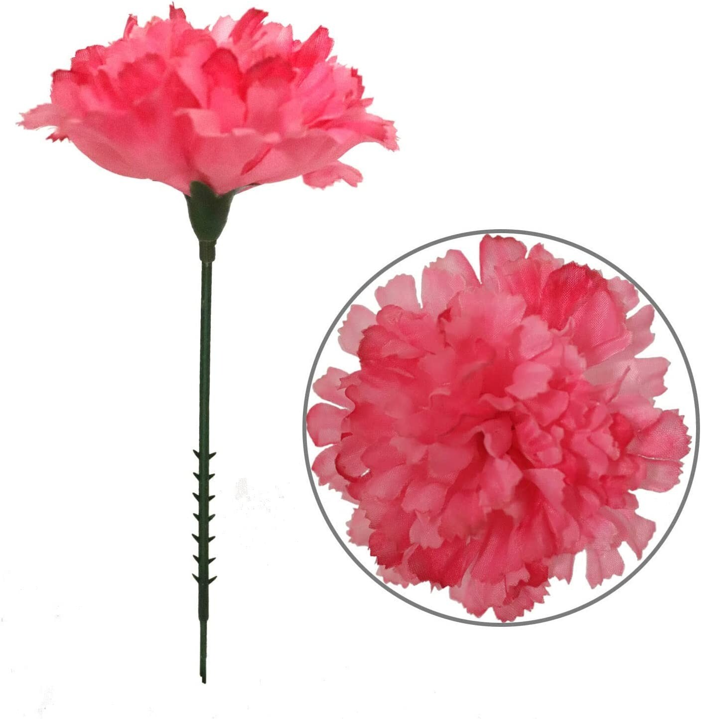 Hot Pink Carnation Flowers, 20-Pack, Artificial Carnation Picks, Silk ...