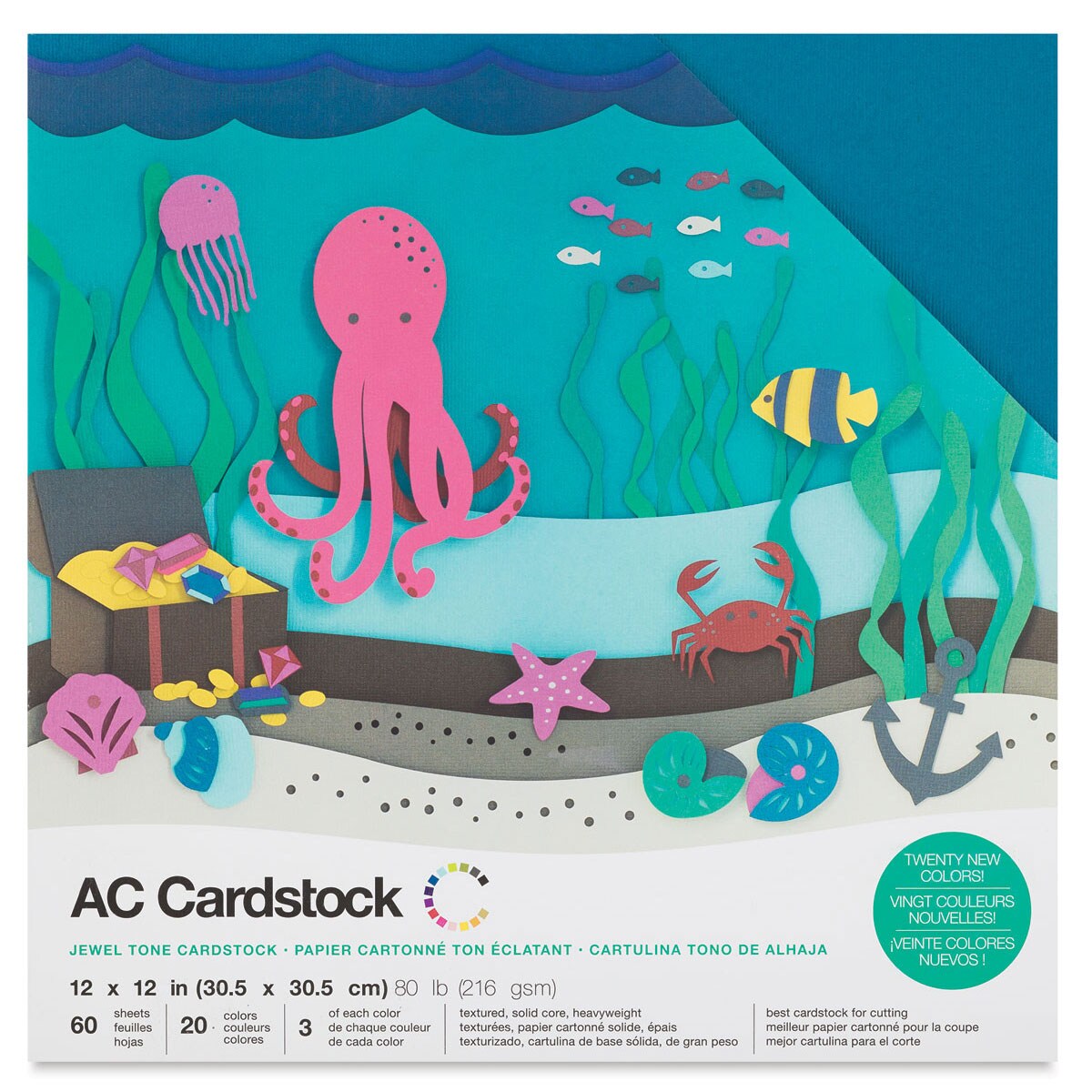 AC Cardstock Papers - 12" x 12", 60 Sheets, Jewel Colors | Michaels