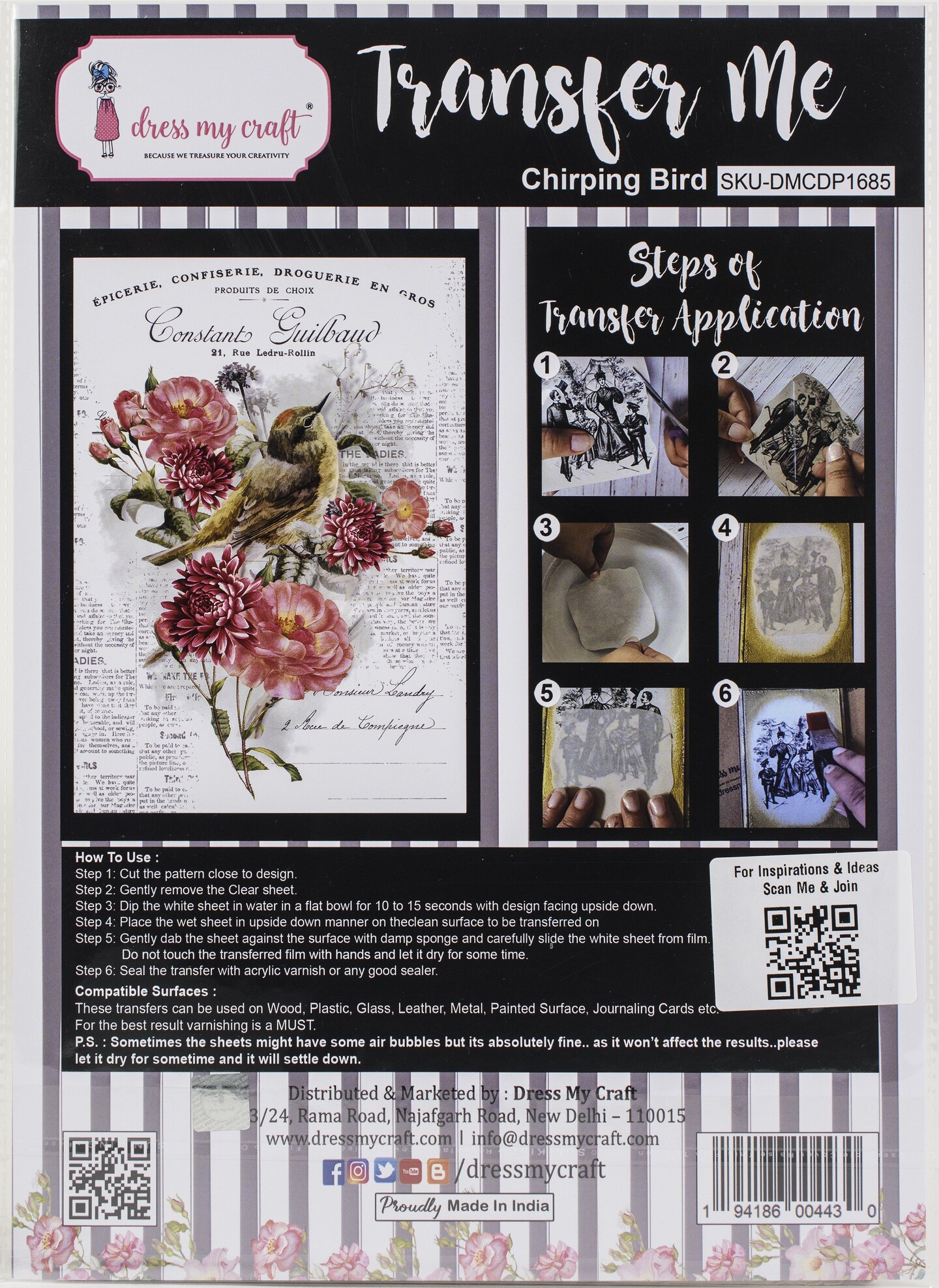 Dress My Craft Transfer Me Sheet A4-Chirping Bird | Michaels