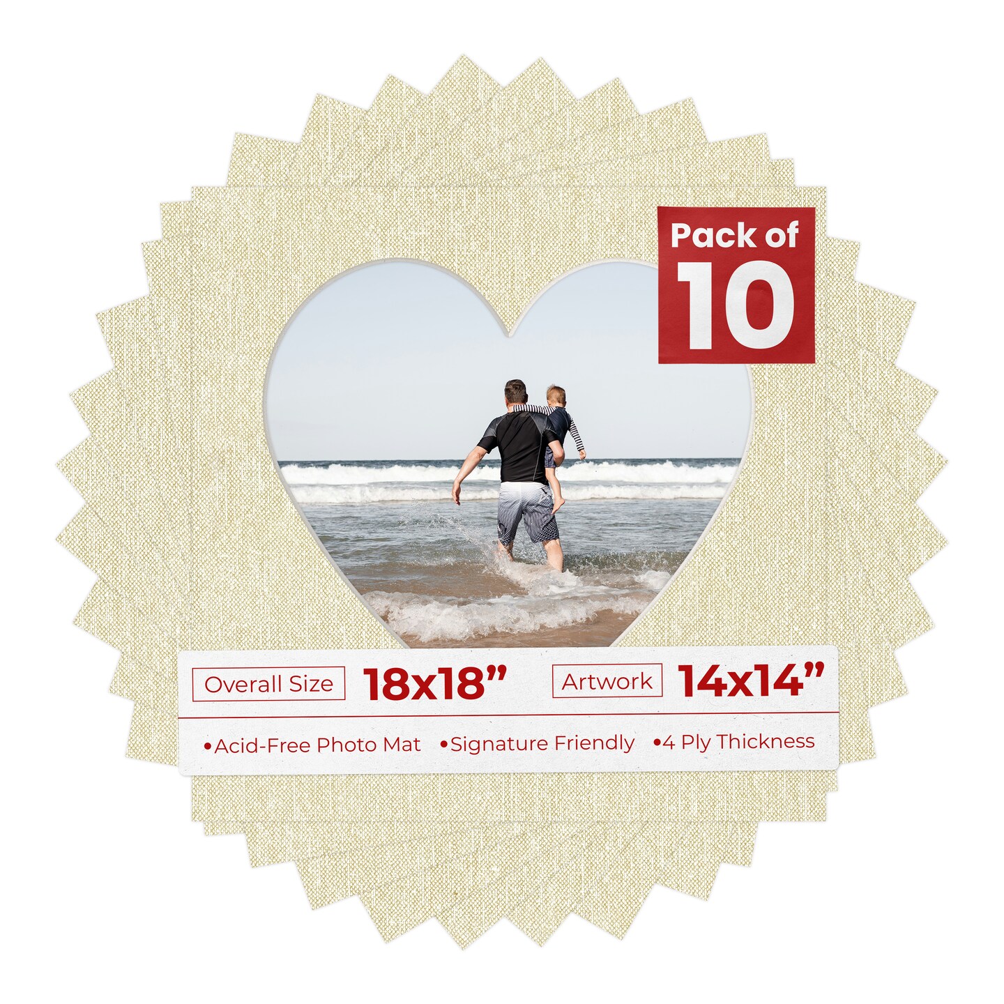 Off White Canvas Mat Board for 18x18 Frames - Heart Opening for 14x14 ...