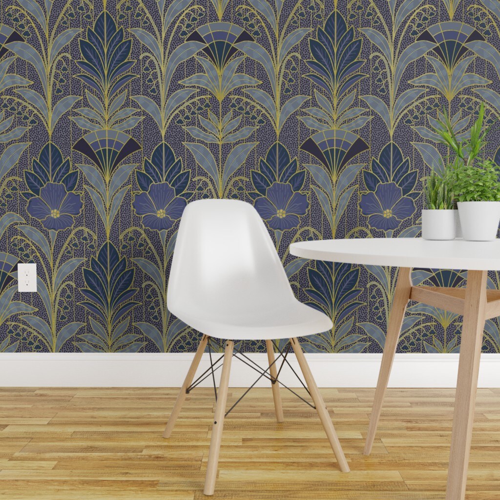 Pre-Pasted Wallpaper 2FT Wide Purple Floral Lily Of The Valley Retro ...