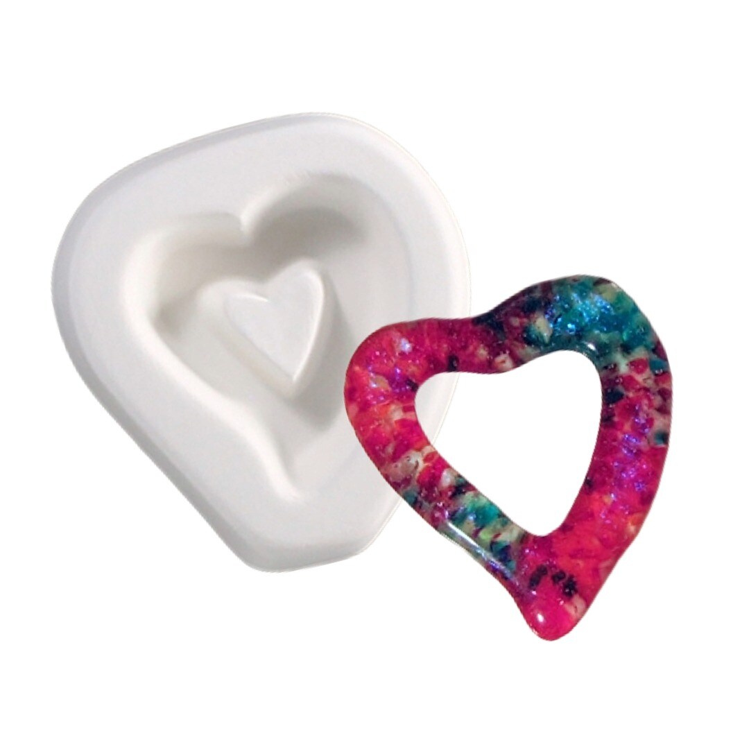O.D.3.5”x 3 D.1.5"Hollow Heart Frit Casting Mold Glass Fusing.Finished ...