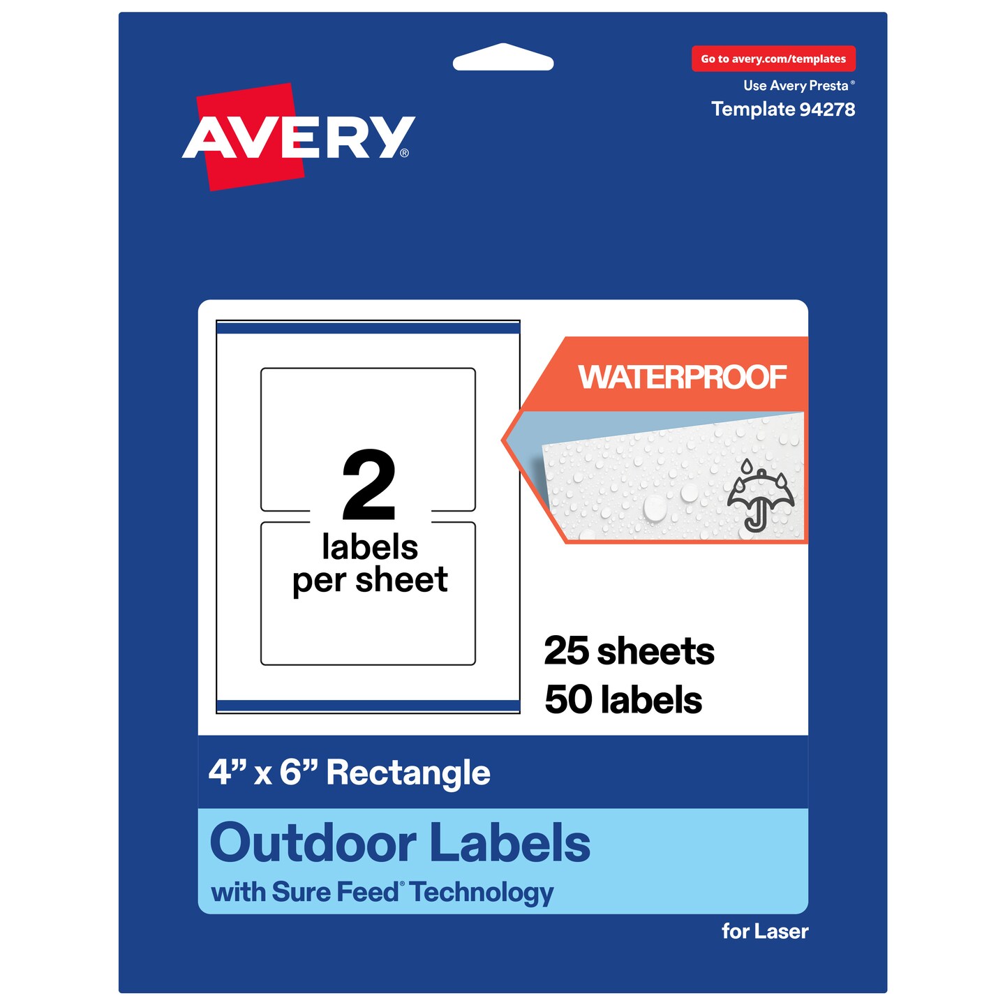 Avery Outdoor Waterproof Labels, 4" x 6" Rectangle, Color: White, Count ...
