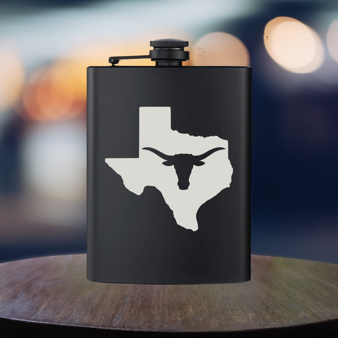 Personalized Engraved Country State Shape Texas Longhorn Style Black ...