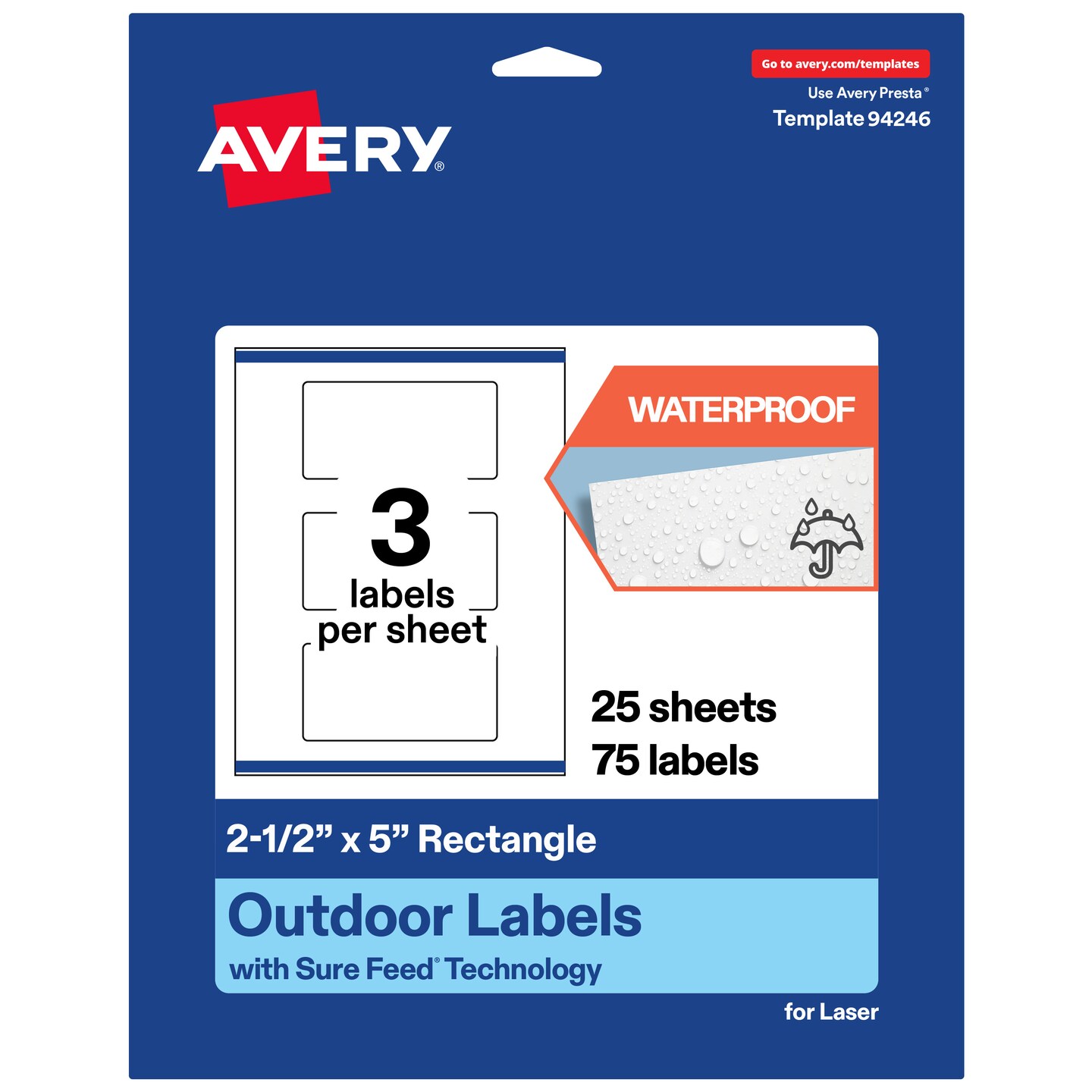 Avery Outdoor Waterproof Labels, 2.5" x 5" Rectangle, Color: White ...