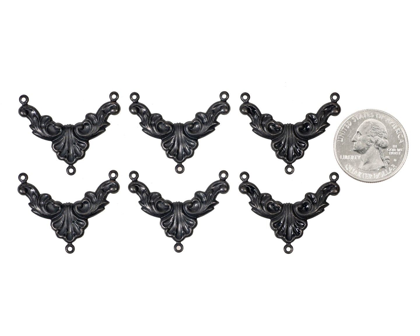 Black Plated Brass Ornate Three Way Connectors - Set of Six - BB-3C05 ...
