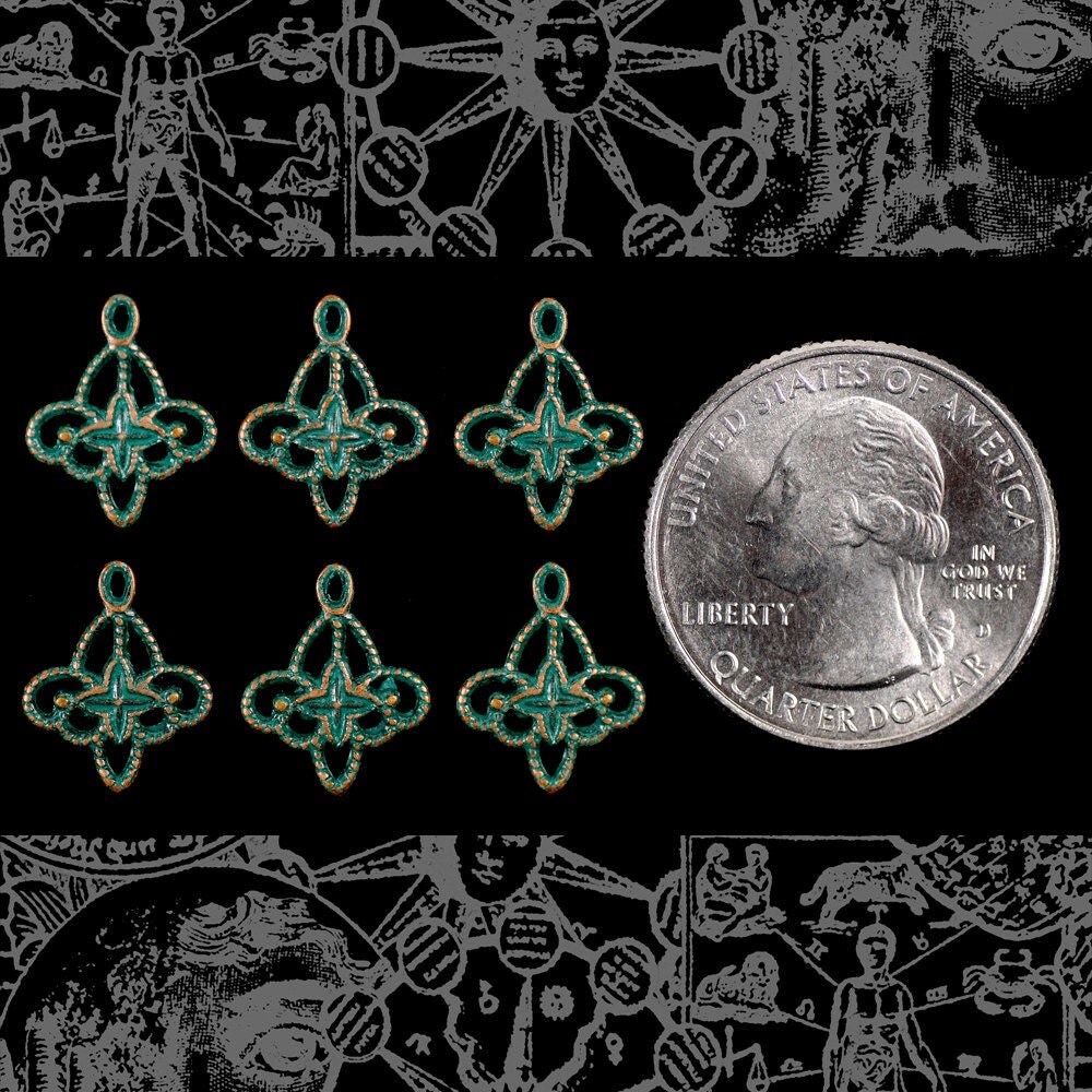 Verdigris Finished Brass Clover Filigree Connectors - Set of Six - V ...