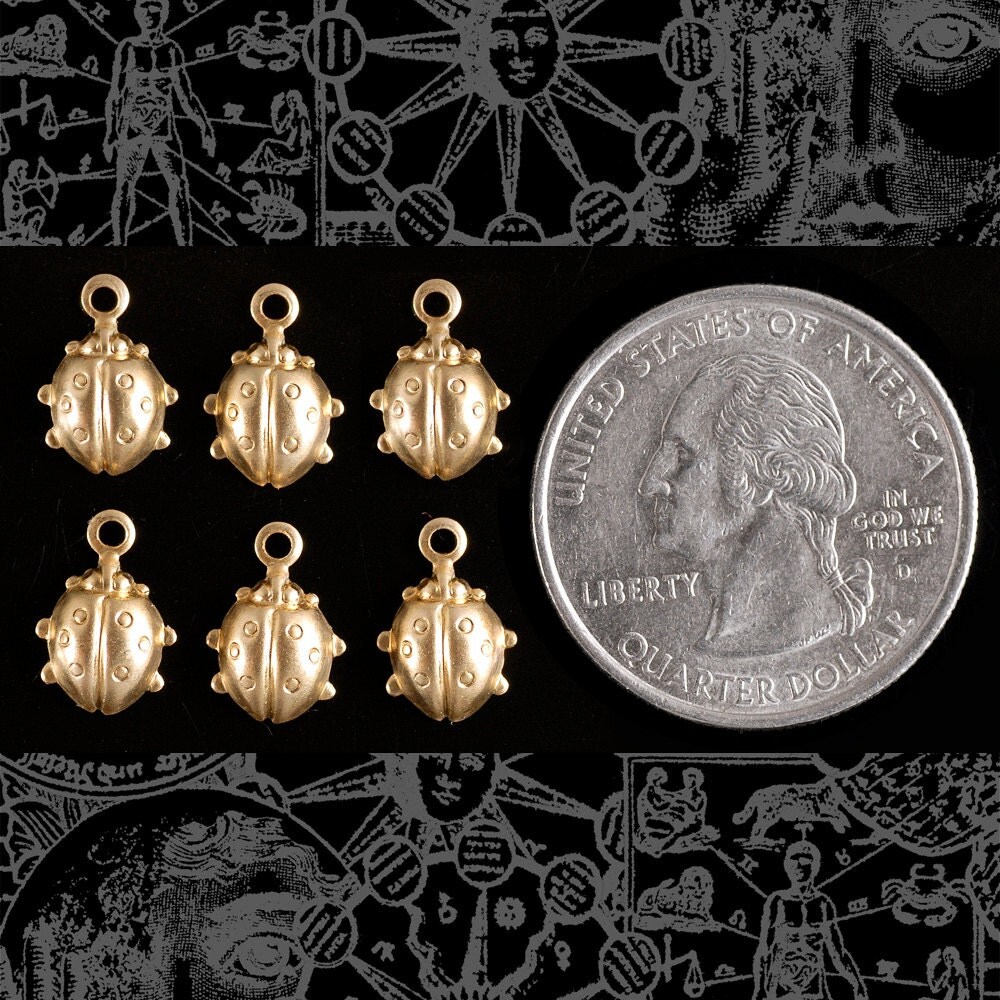 Raw Brass Mini Ladybug Charms - Set of Six - B-C114 | Michaels